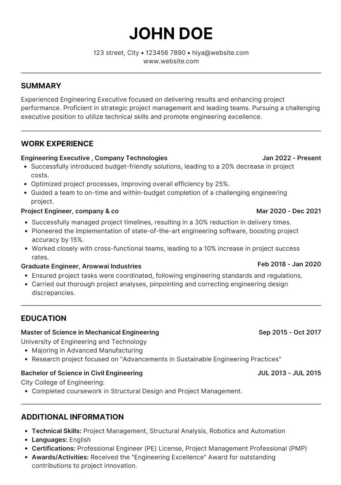 Basic Professional Resume Template - Etsy