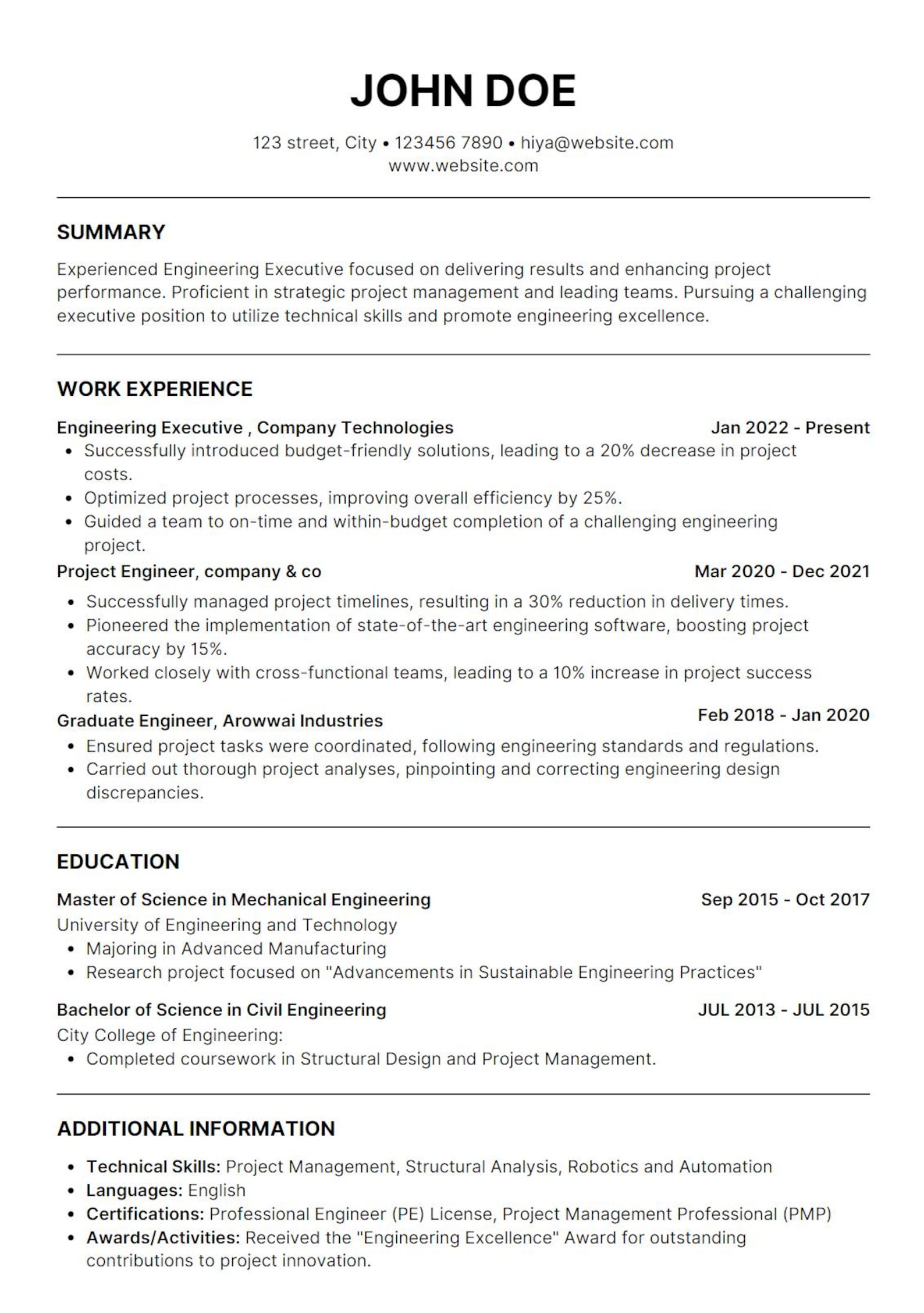 Basic Professional Resume Template - Etsy