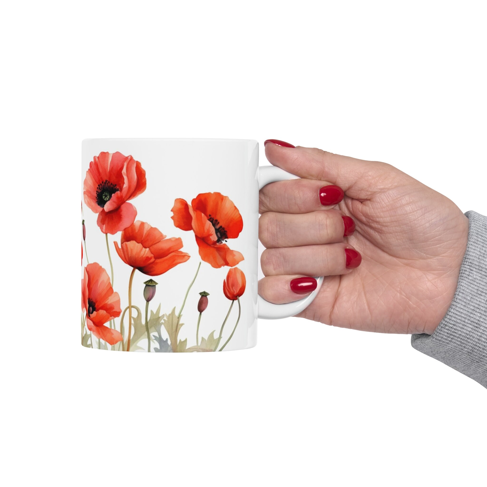 Poppy Flower Coffee Mug, Watercolor Flower Mug, Coffee Mug, Poppy ...