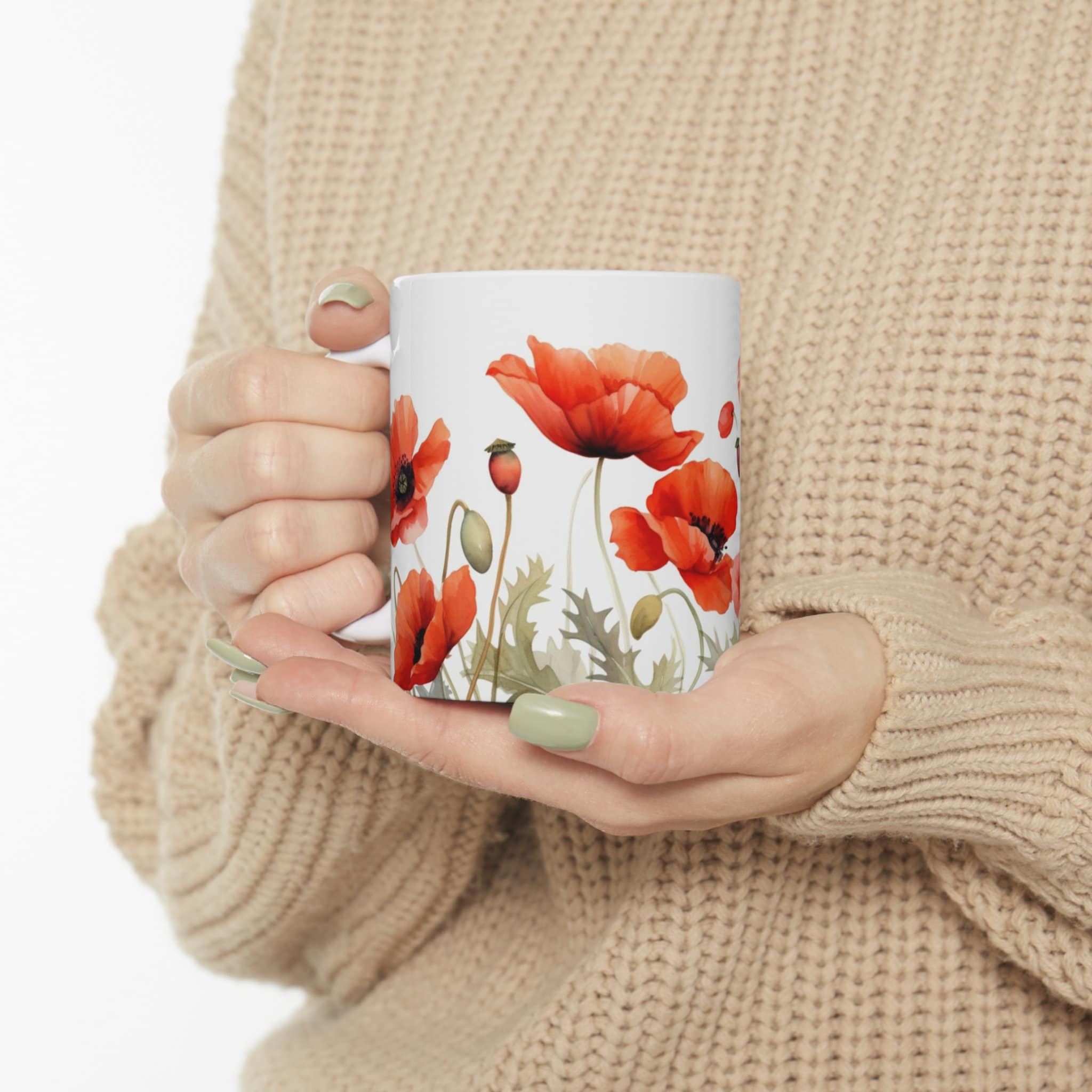 Poppy Flower Coffee Mug, Watercolor Flower Mug, Coffee Mug, Poppy ...