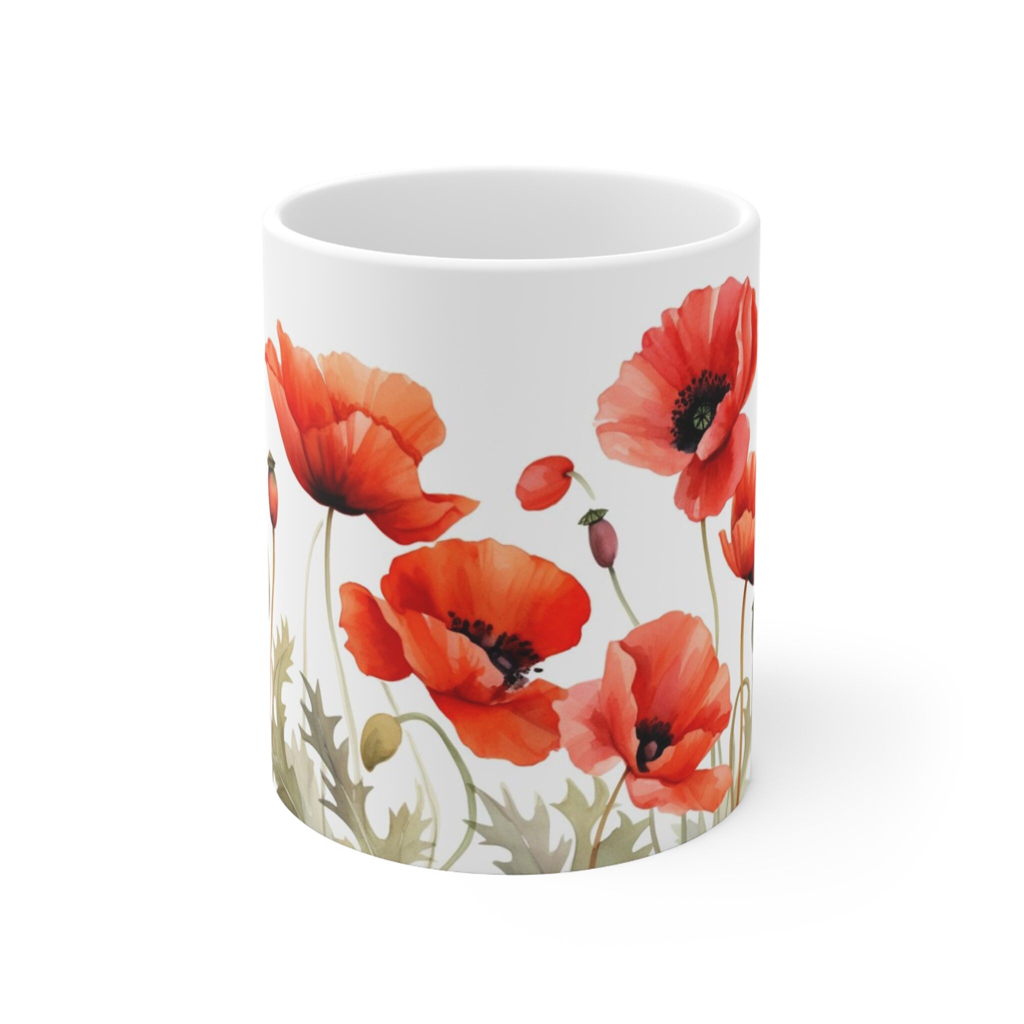 Poppy Flower Coffee Mug, Watercolor Flower Mug, Coffee Mug, Poppy ...