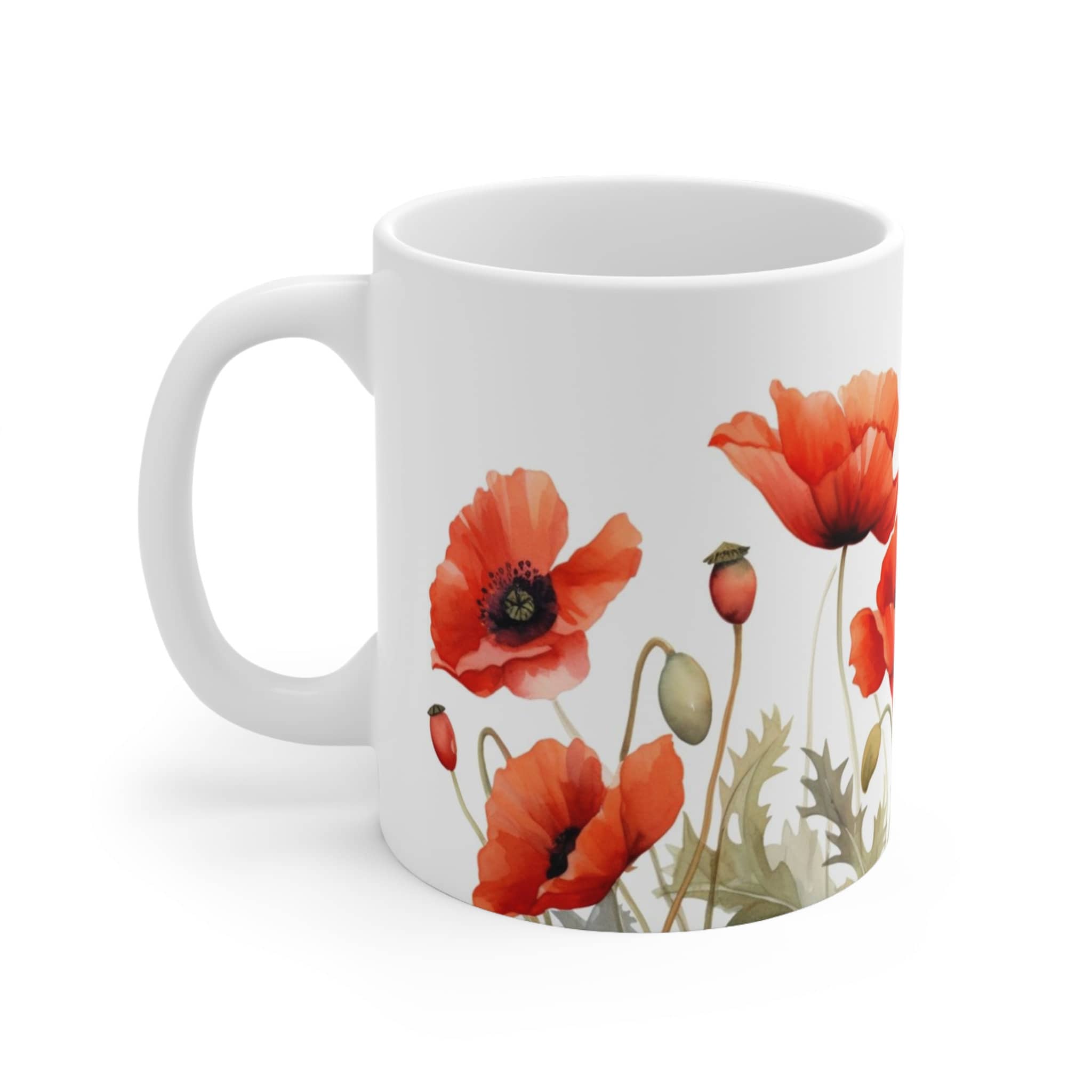 Poppy Flower Coffee Mug, Watercolor Flower Mug, Coffee Mug, Poppy ...