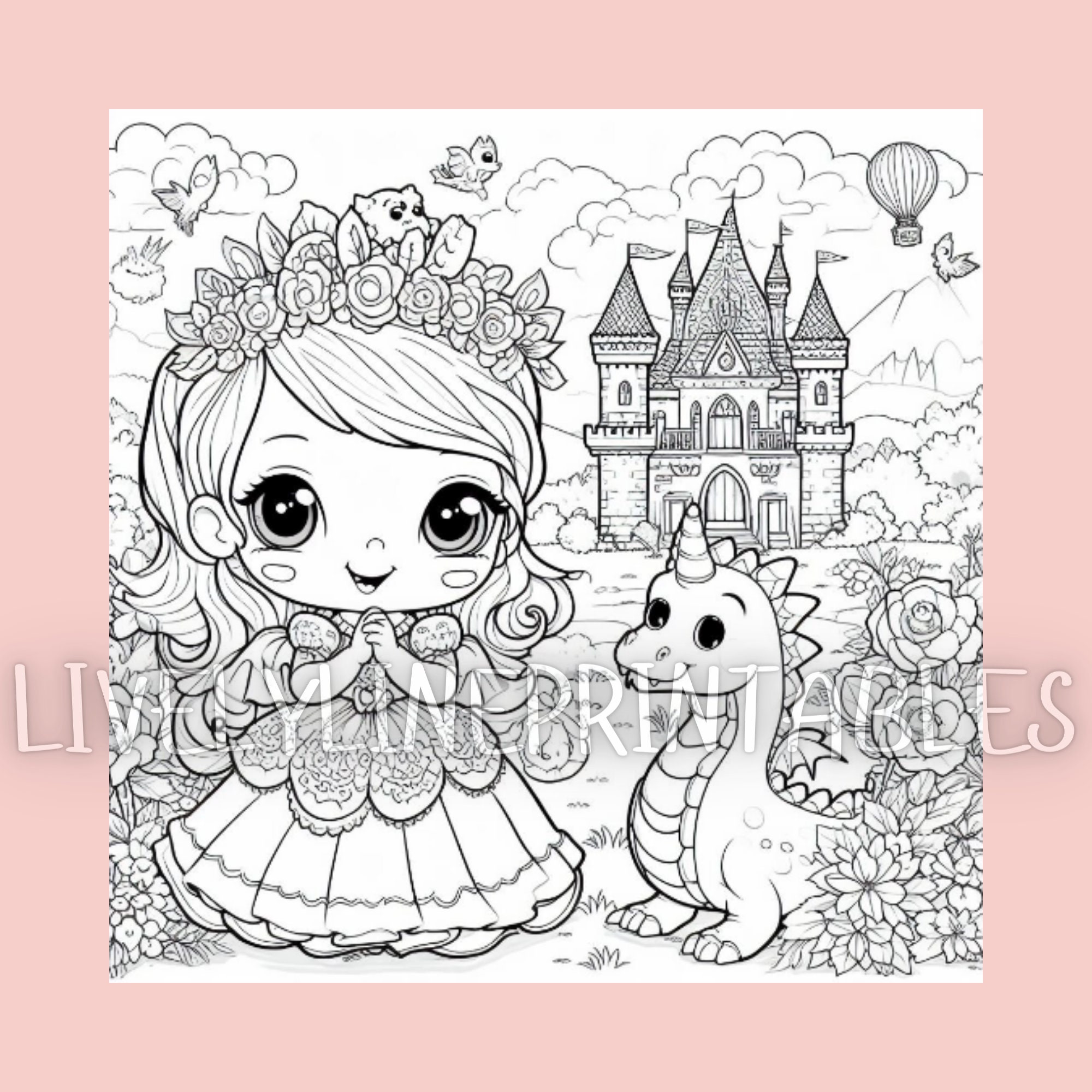 Enchanted Princesses: Printable Kids Coloring Pages Collection (20 ...