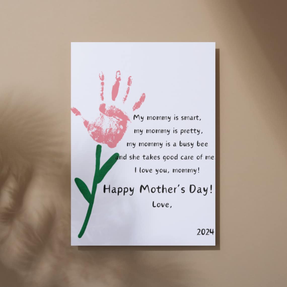 Printable Mother's Day Craft, Kids Handprint and Poem Activity, Instant ...