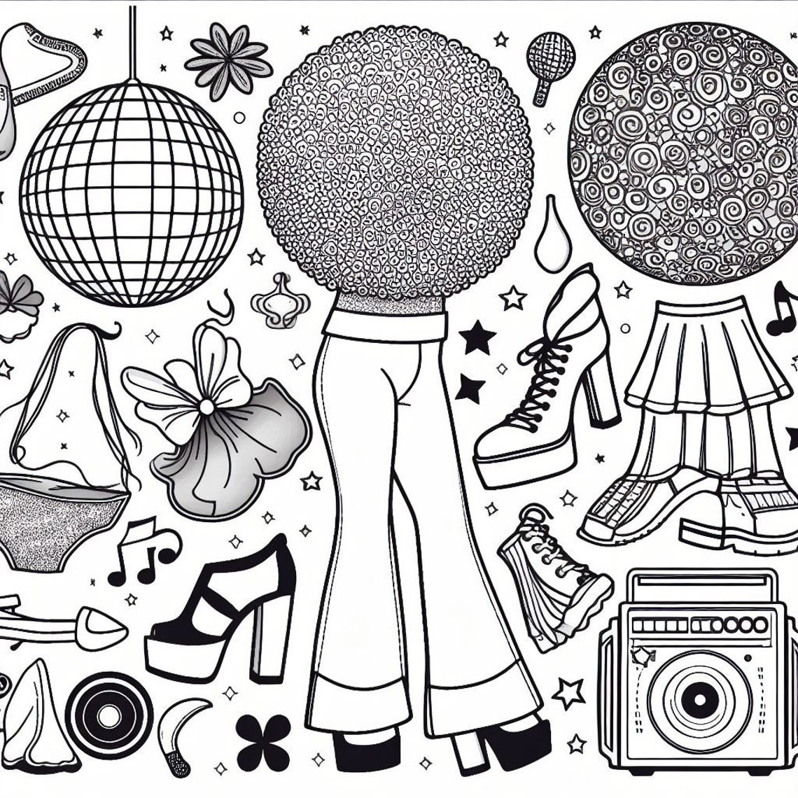 Groovy Disco Delights: 30 Retro Coloring Sheets for Fun and - Etsy