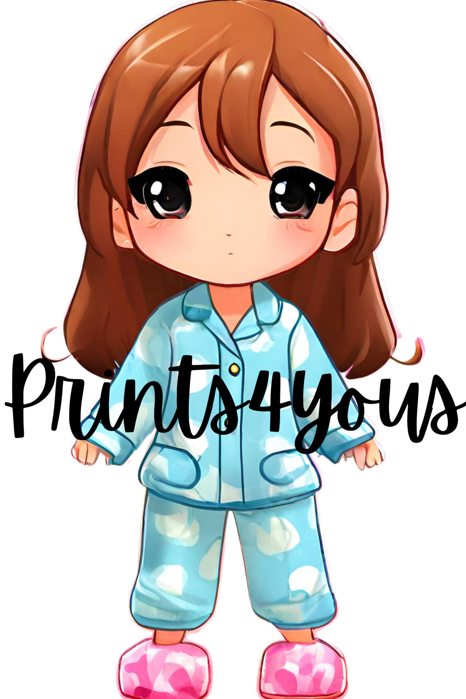 Cute Pajama Chibi Girl Dolls - 6 Unique Designs, Downloadable Image ...