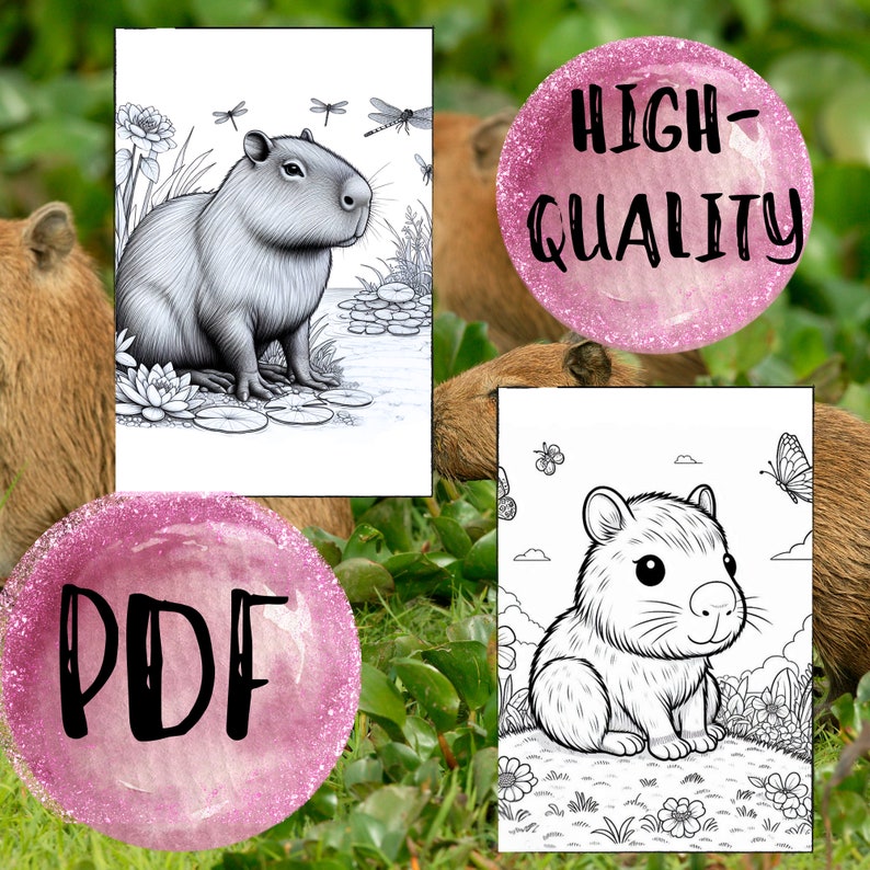 Capybara Printable Coloring Pages - 19 Page Collection, Creative Fun ...