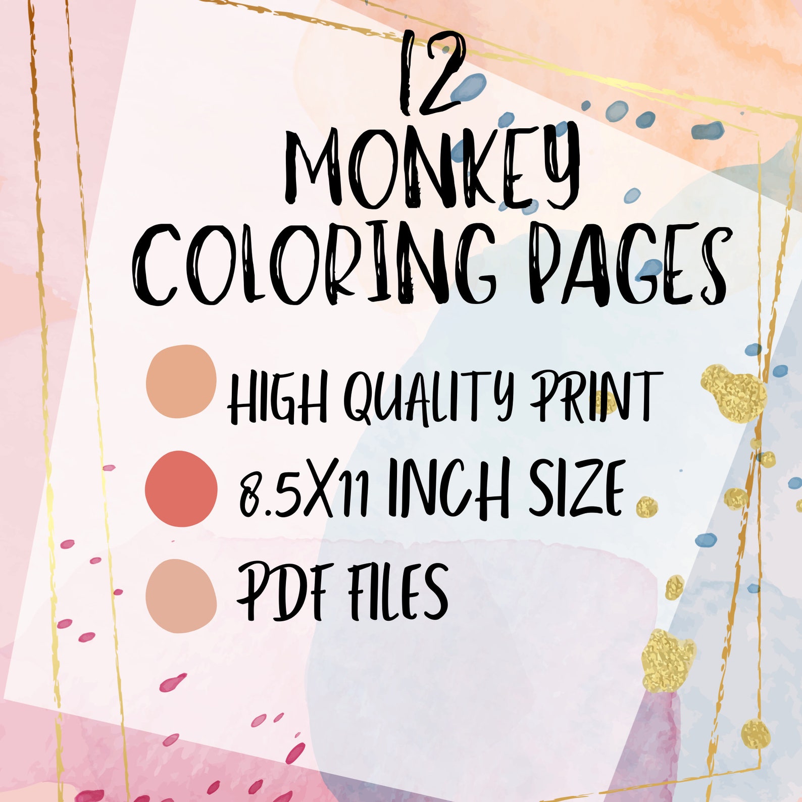 Printable Monkey Coloring Pages - Collection of 12 Cute Monkeys, Kids ...