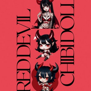 Red Devil Chibi Dolls Bundle: 3 Designs With 300 DPI Resolution ...