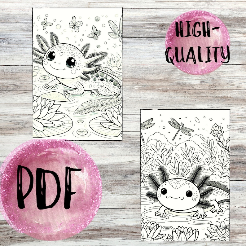 Axolotl Printable Coloring Pages Collection of 8 Adorable Axolotls ...
