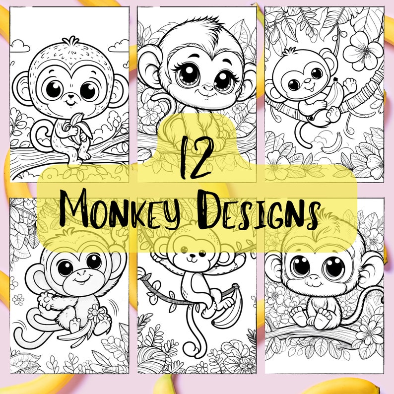 Printable Monkey Coloring Pages - Collection of 12 Cute Monkeys, Kids ...