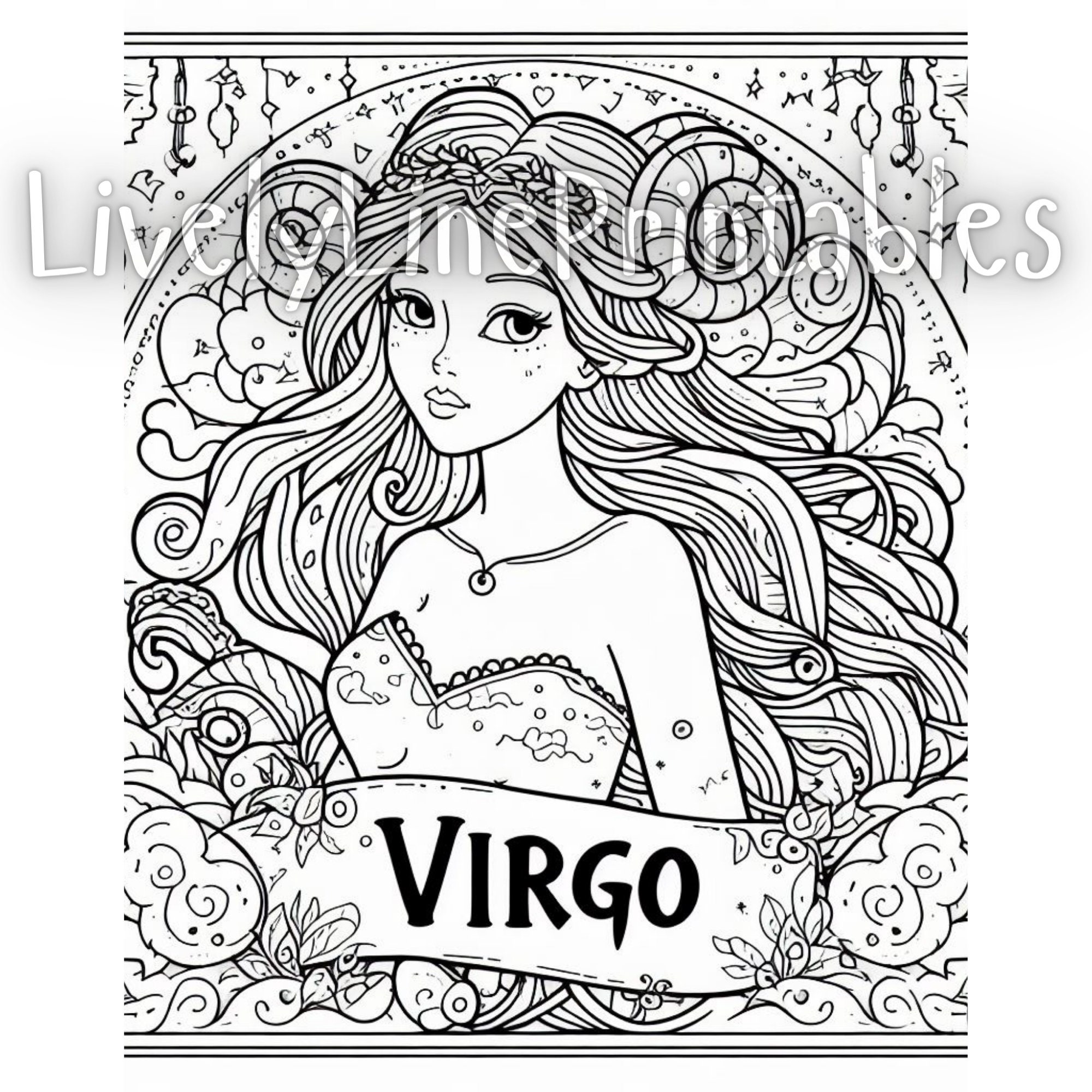 Zodiac Wonders: Printable Coloring Pages Collection of 12 Zodiac Signs ...
