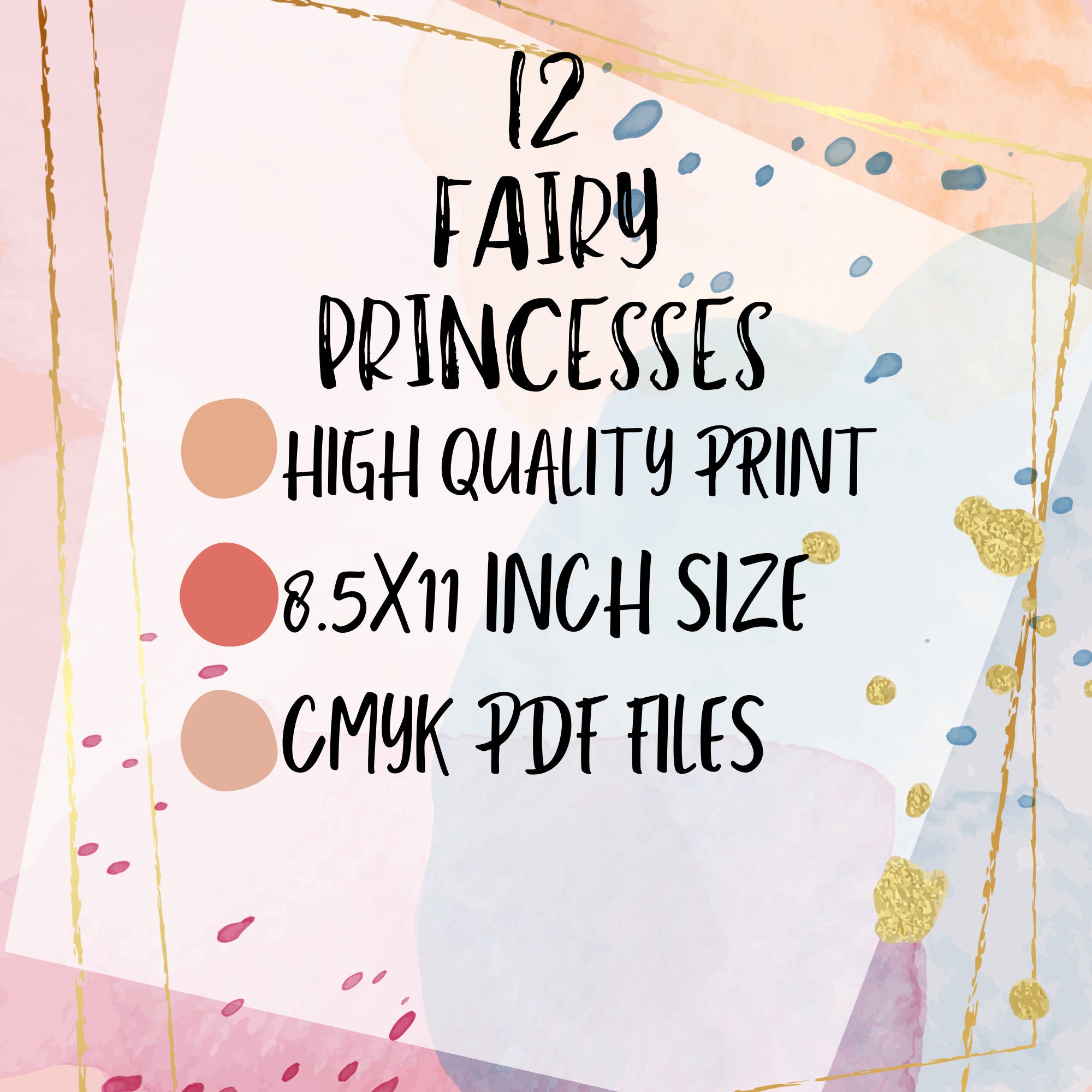 Fairy Princess Printable Kids Coloring Pages - Collection of 12 ...