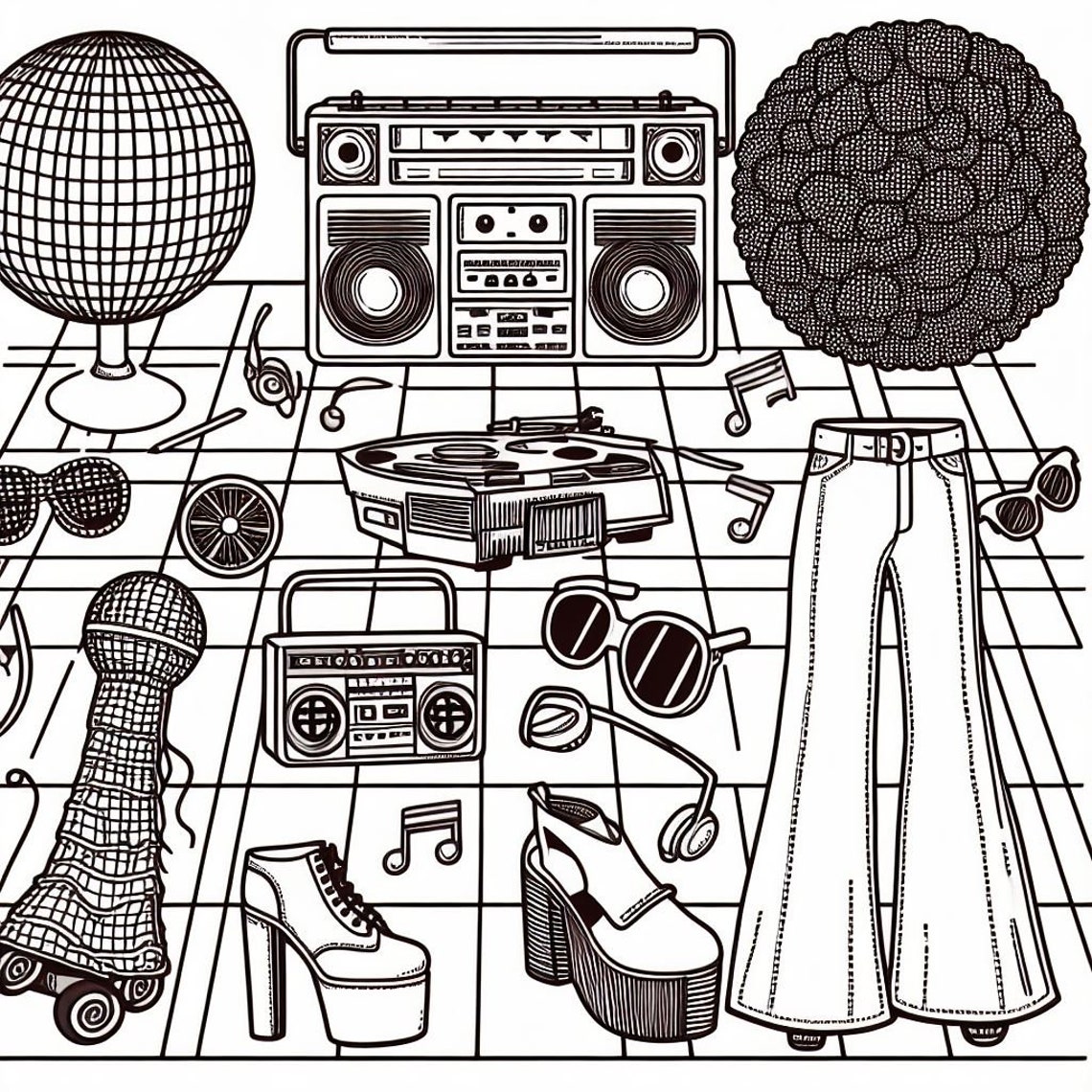 Groovy Disco Delights: 30 Retro Coloring Sheets for Fun and - Etsy