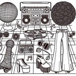 Groovy Disco Delights: 30 Retro Coloring Sheets for Fun and - Etsy