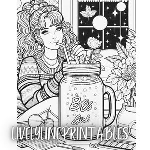 80's Girl Printable Coloring Pages - Collection of 12 Retro-inspired ...