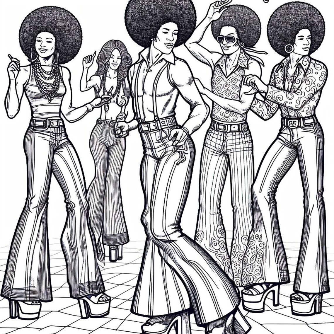 Groovy Disco Delights: 30 Retro Coloring Sheets for Fun and - Etsy