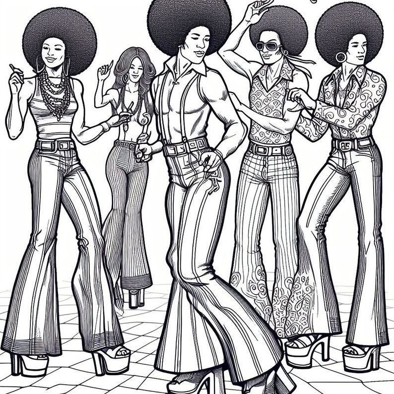 Groovy Disco Delights: 30 Retro Coloring Sheets for Fun and - Etsy