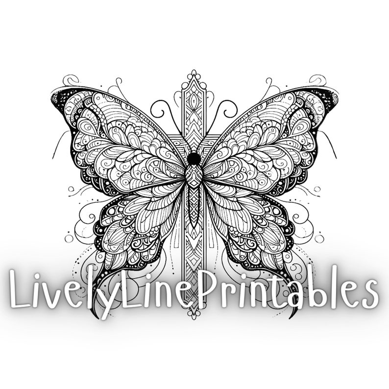 Religious Crosses Printable Coloring Pages Collection of 15 Butterfly ...
