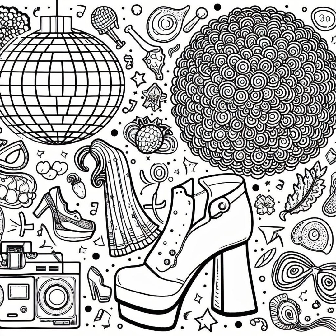 Groovy Disco Delights: 30 Retro Coloring Sheets for Fun and - Etsy
