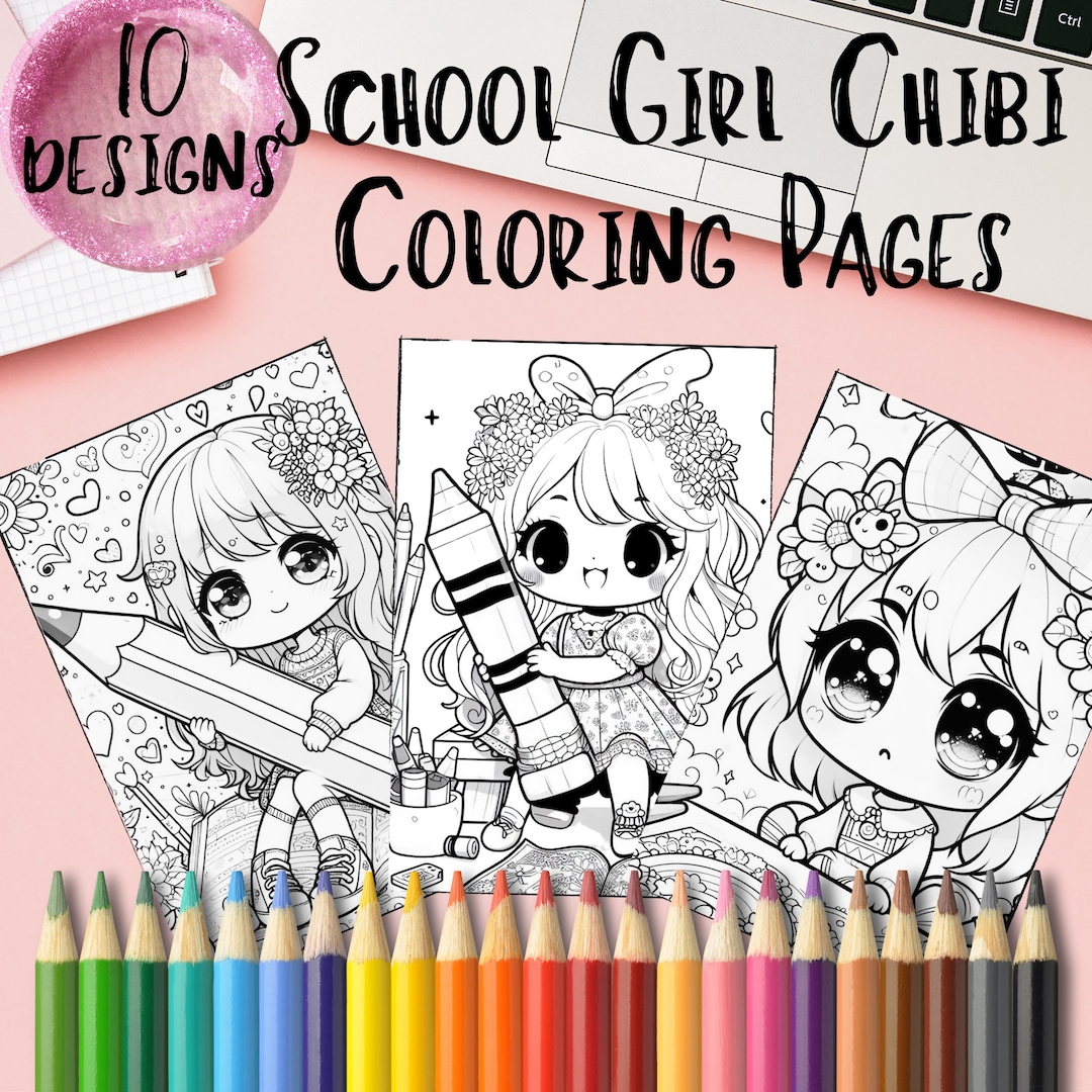 Schoolgirl Chibi Printable Kids Coloring Pages - Collection of 10 ...