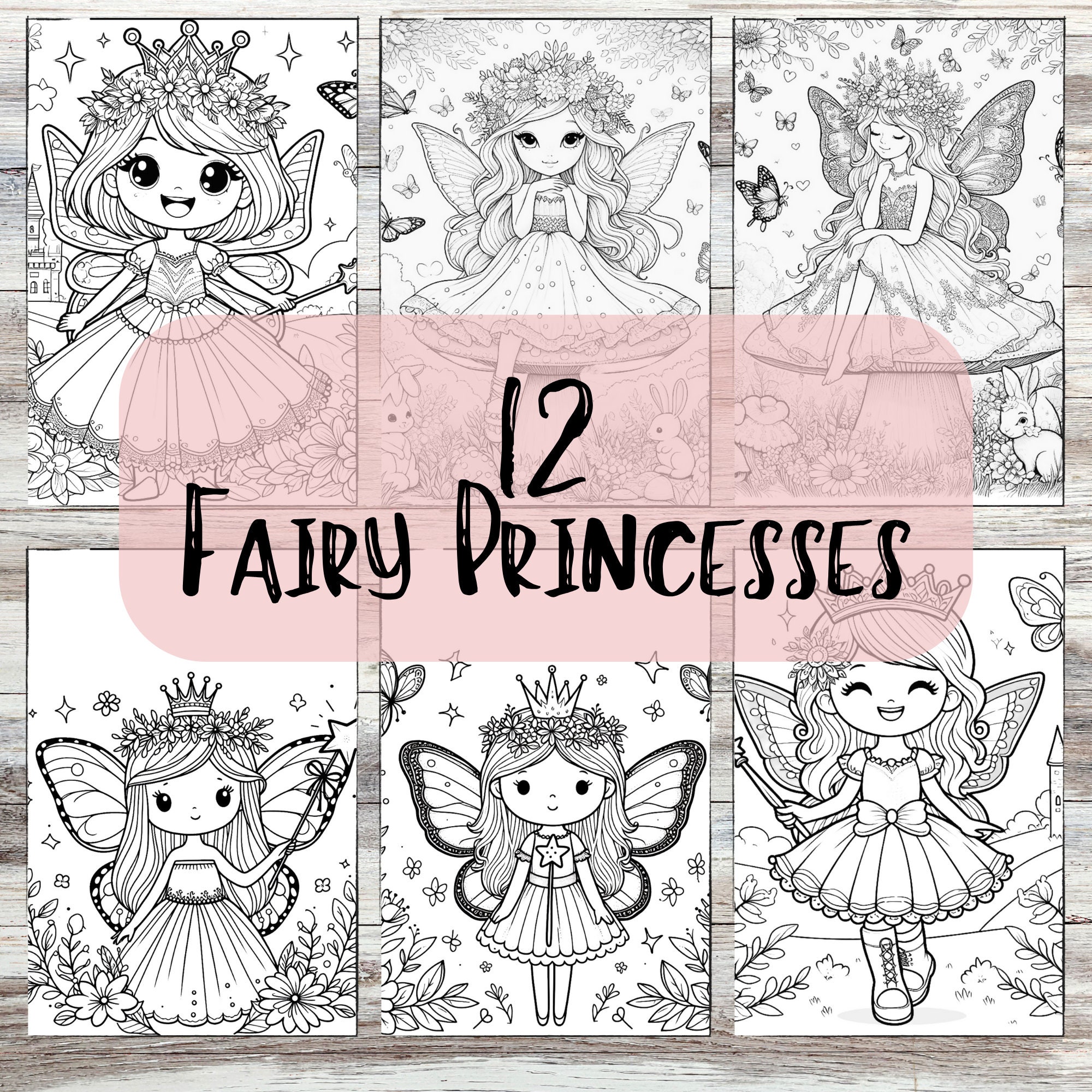 Fairy Princess Printable Kids Coloring Pages - Collection of 12 ...
