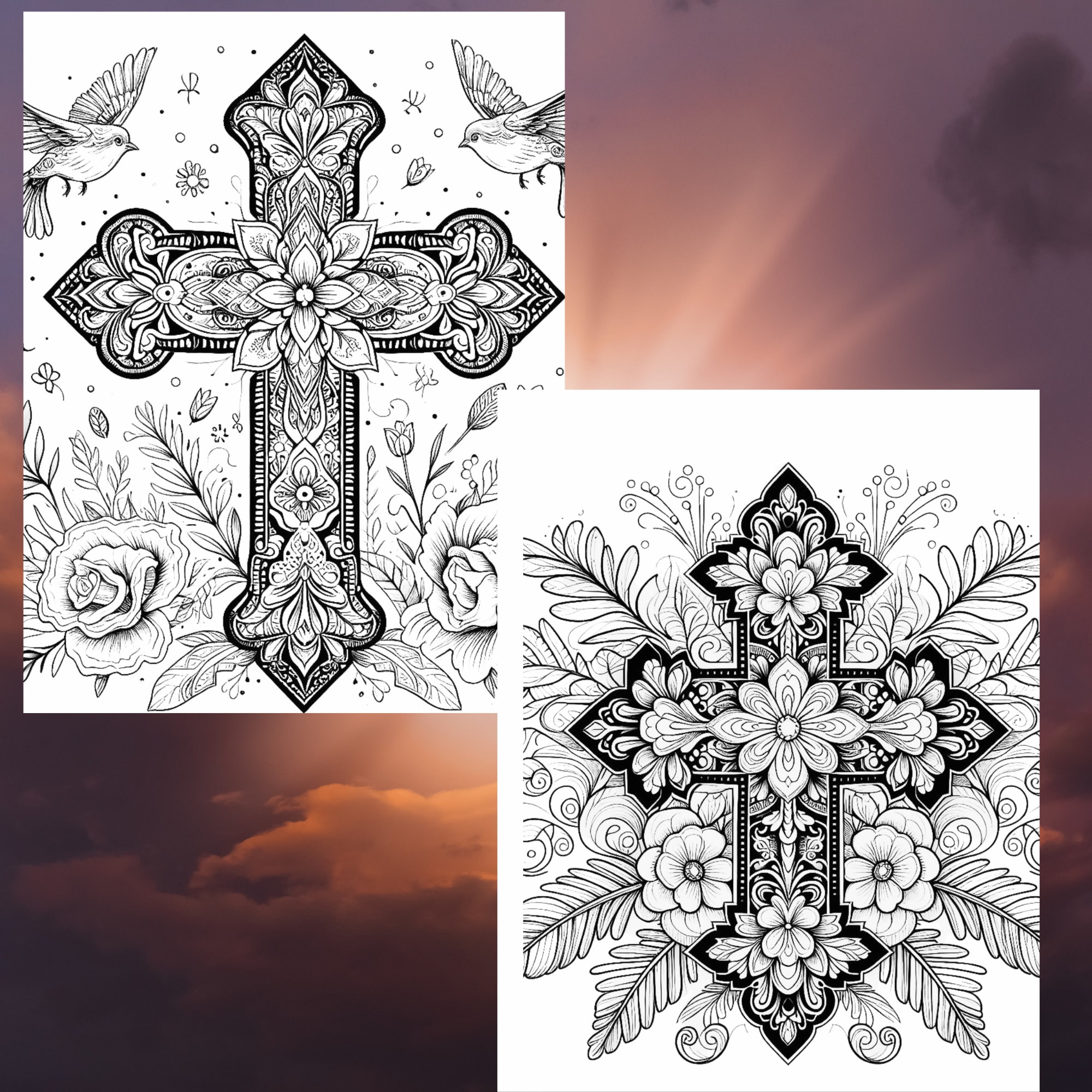 Sacred Crosses: Printable Coloring Pages Collection 20 Designs Instant ...