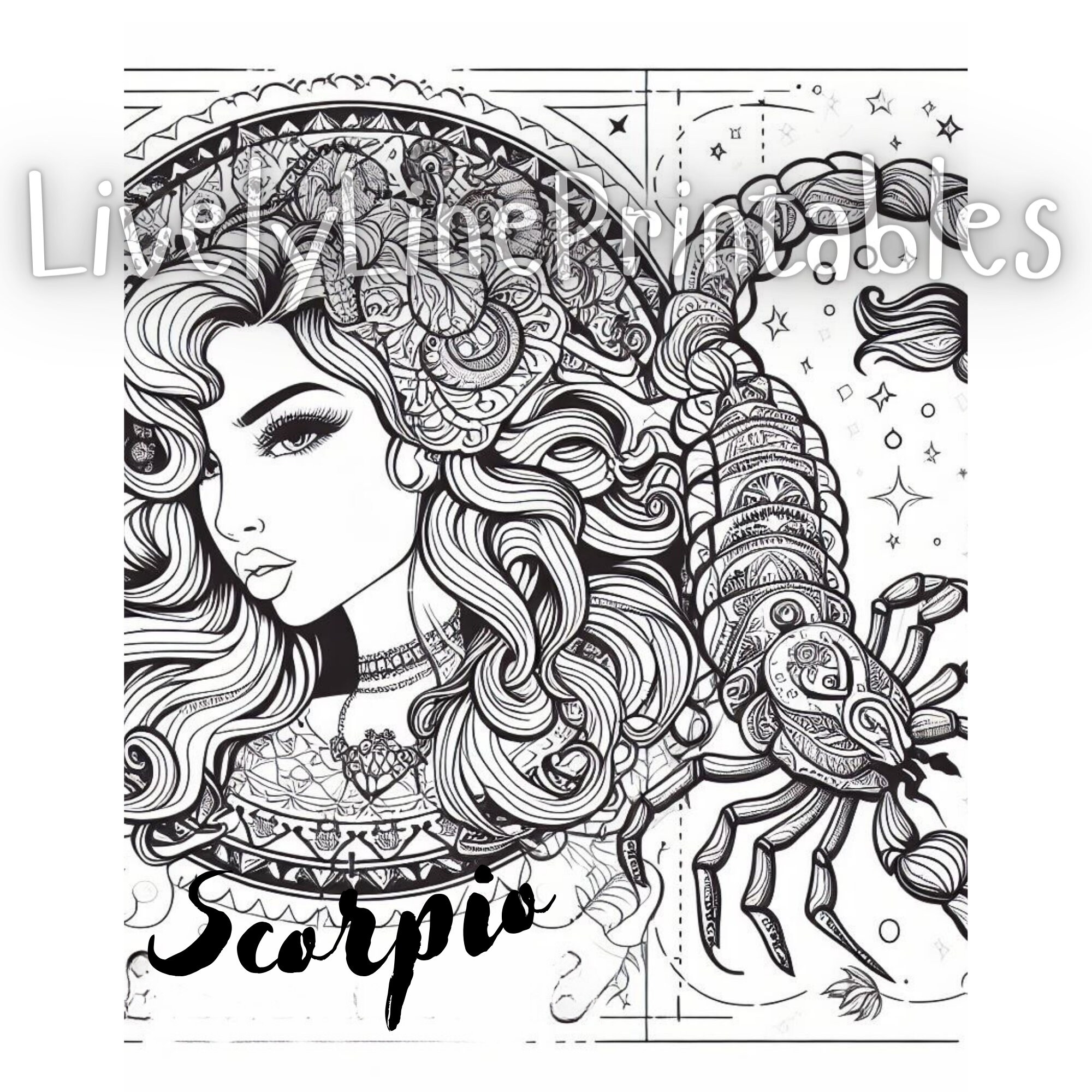 Zodiac Wonders: Printable Coloring Pages Collection of 12 Zodiac Signs ...