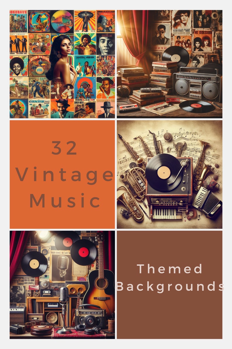 32 Vintage Music Themed Backgrounds High Quality Pdfs Digital Download ...