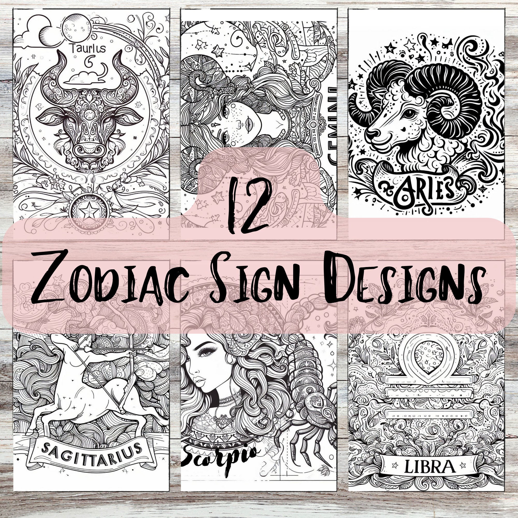 Zodiac Wonders: Printable Coloring Pages - Collection of 12 Zodiac ...