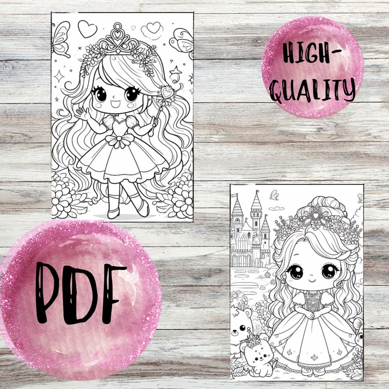 Enchanted Princesses: Printable Kids Coloring Pages Collection (20 ...