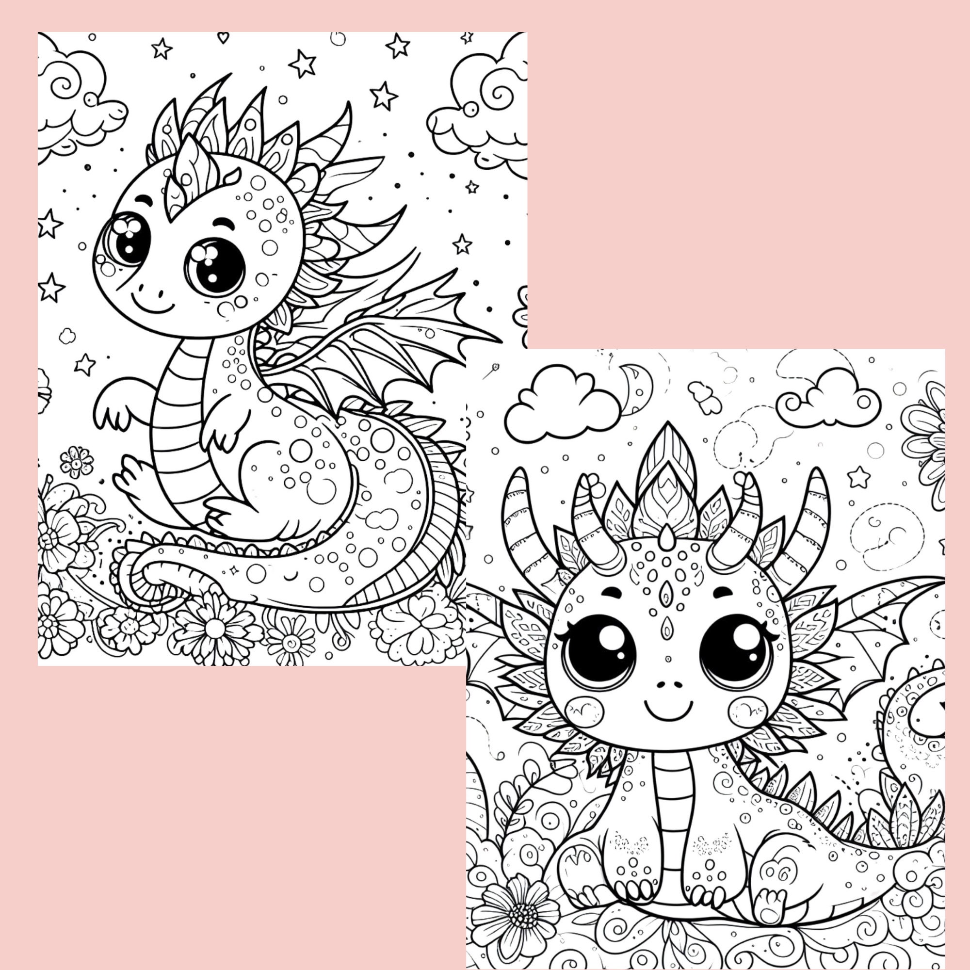Dragon Printable Kids Coloring Pages - Collection of 14 Adorable Dragon ...