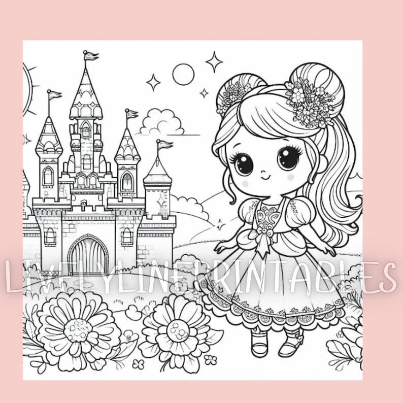Enchanted Princesses: Printable Kids Coloring Pages Collection (20 ...