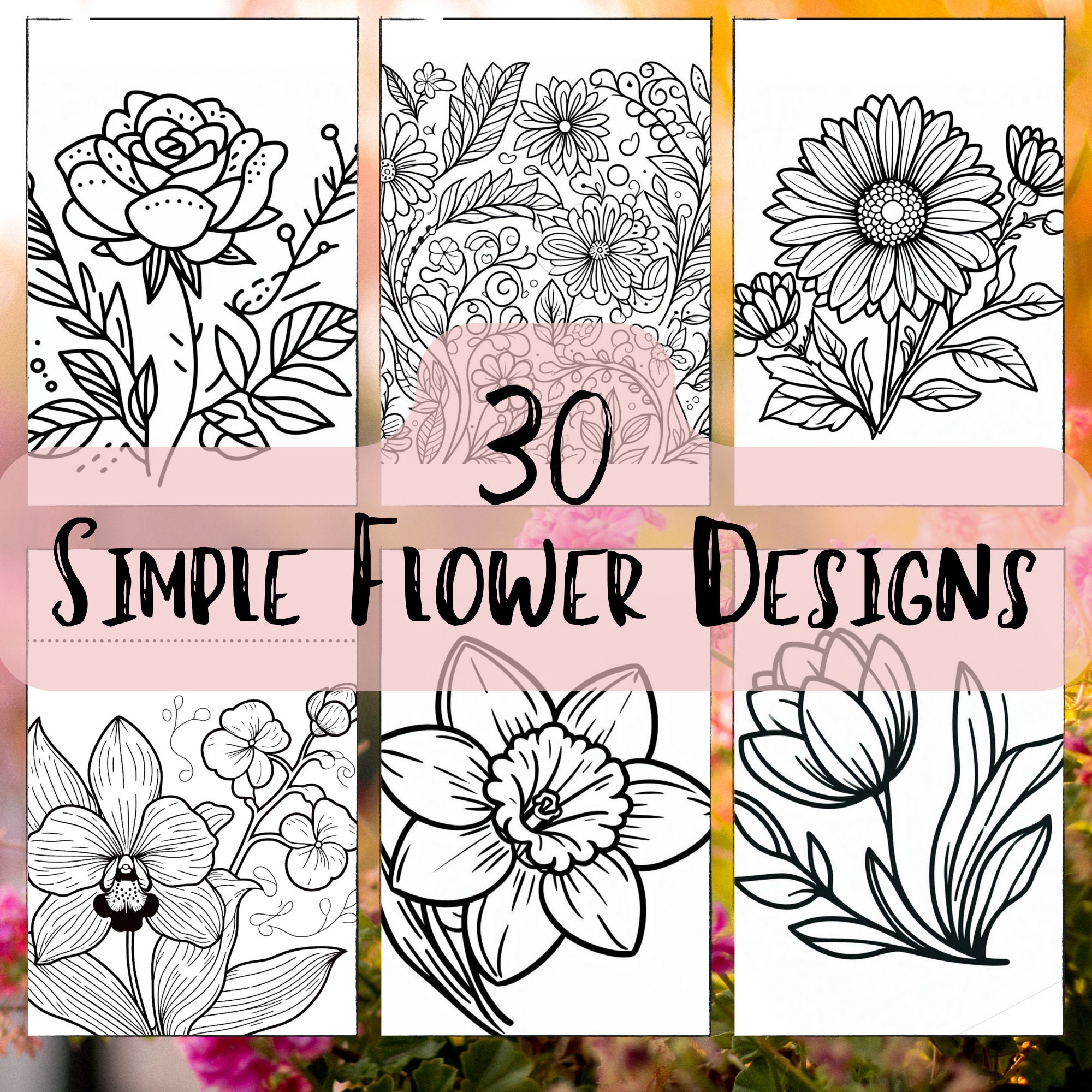 Variety of Flowers Printable Coloring Pages - Collection of 30 Flower ...