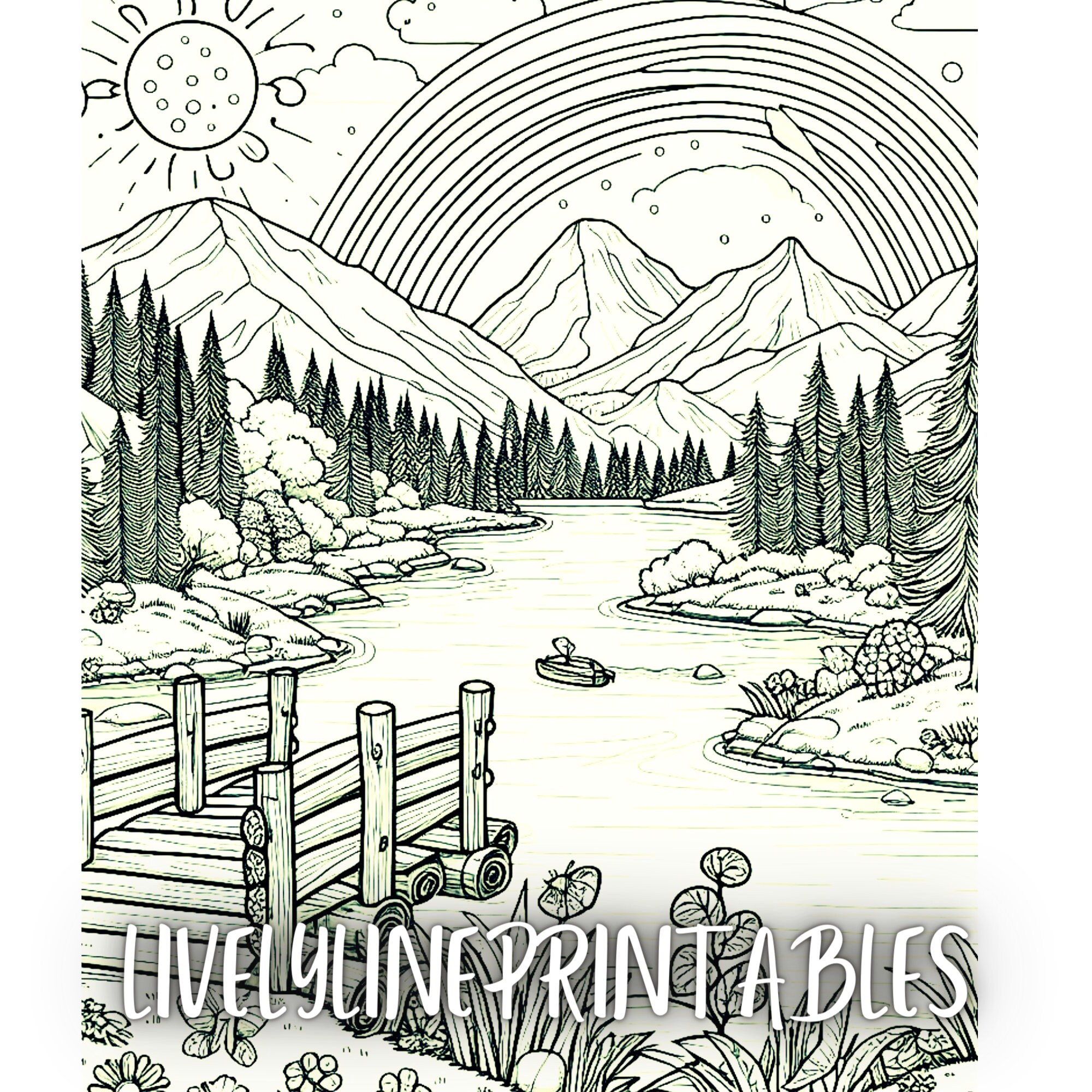 Scenic Rainbow Printable Coloring Pages 16 Enchanting and Colorful ...