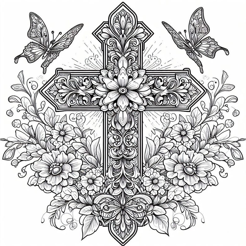 Sacred Crosses: Printable Coloring Pages Collection 20 Designs High ...