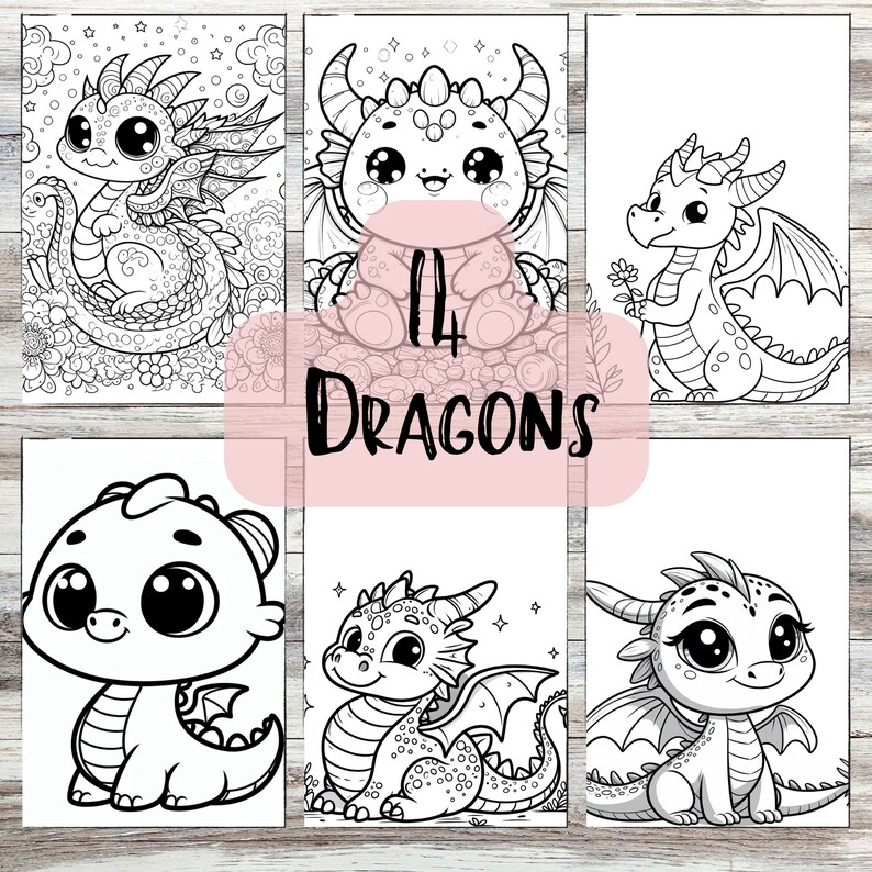 Dragon Printable Kids Coloring Pages Collection of 14 Adorable Dragon ...
