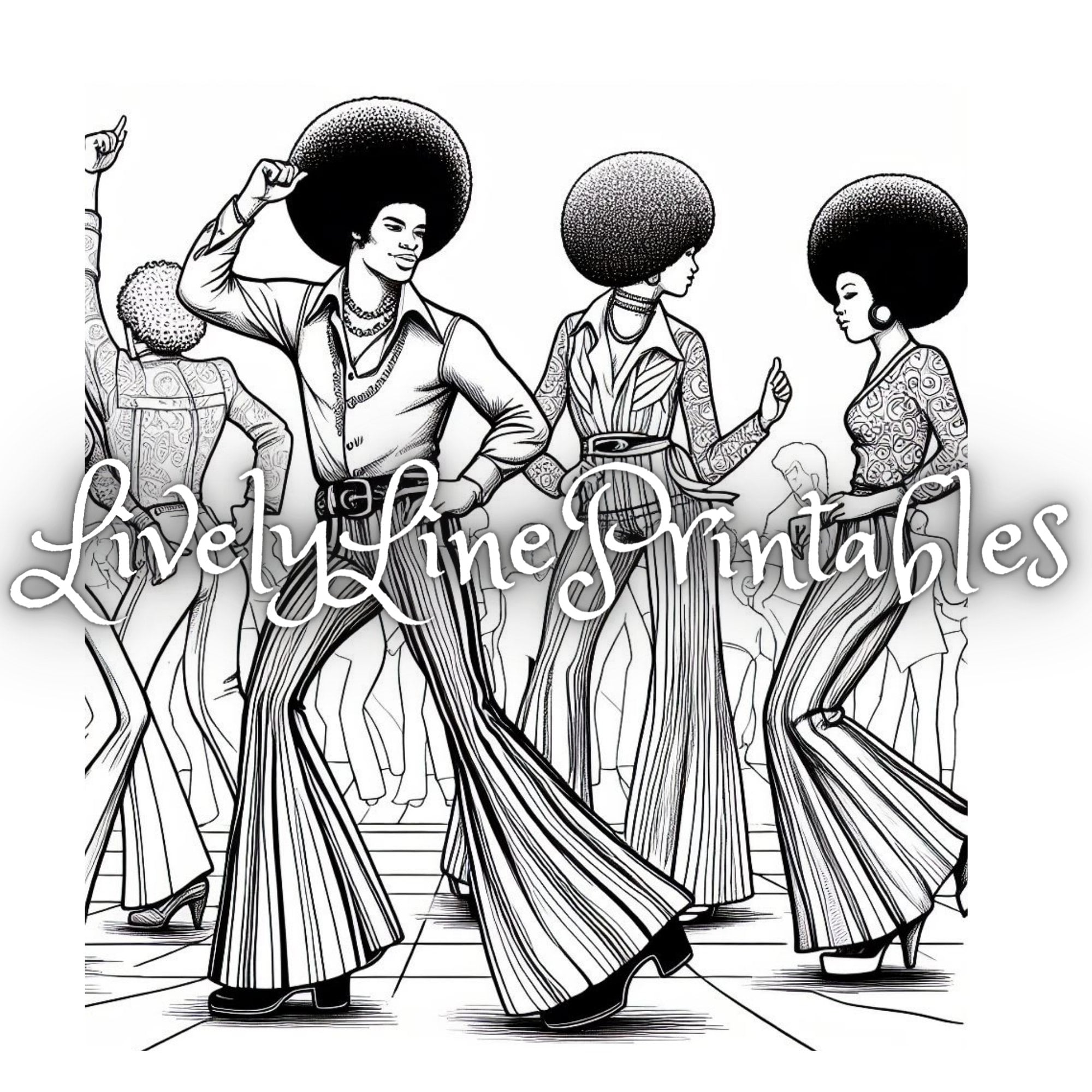 Retro Disco Printable Coloring Pages - Collection of 27 Retro 70s ...