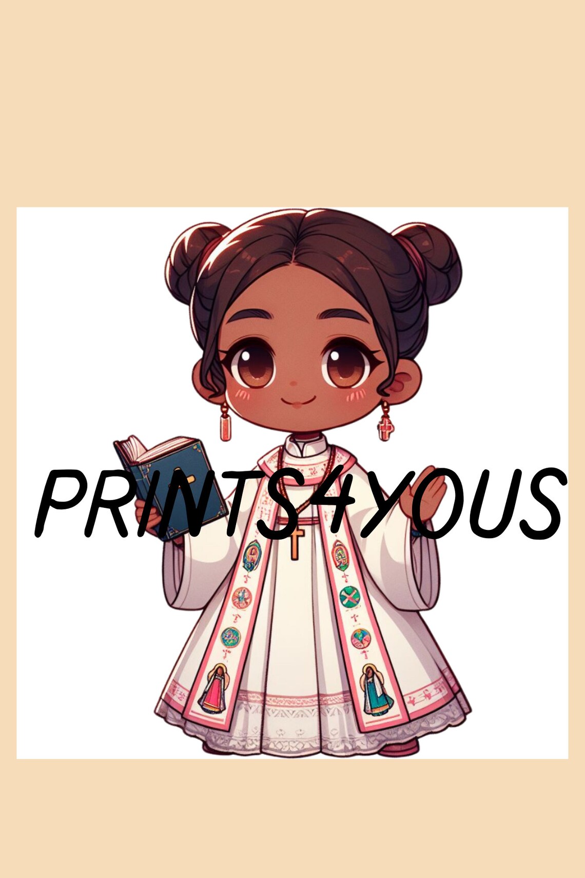 Religious Girl Chibi Doll Digital Download: Sublimation, Junk Journal ...