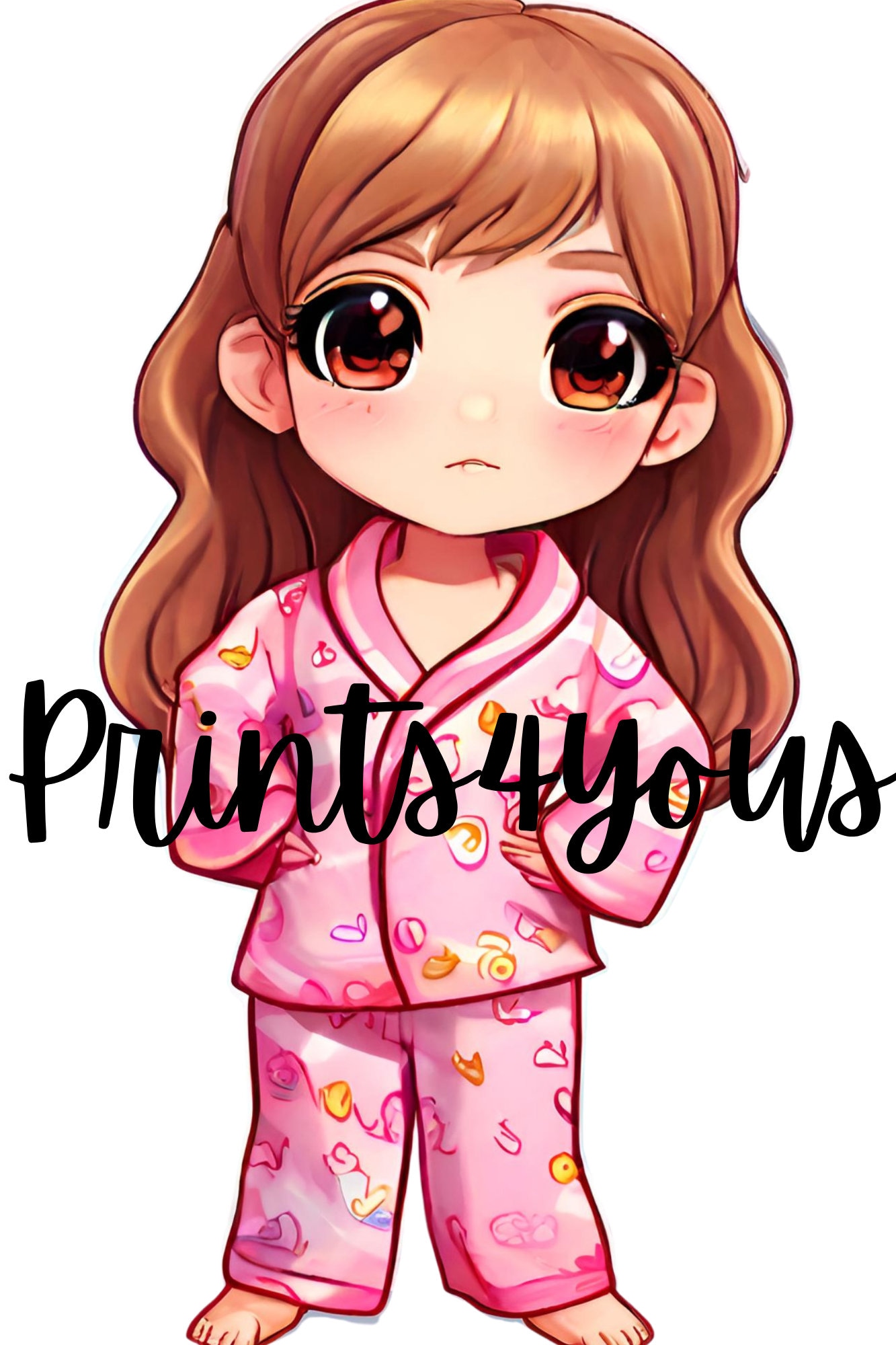 Cute Pajama Chibi Girl Dolls - 6 Unique Designs, Downloadable Image ...