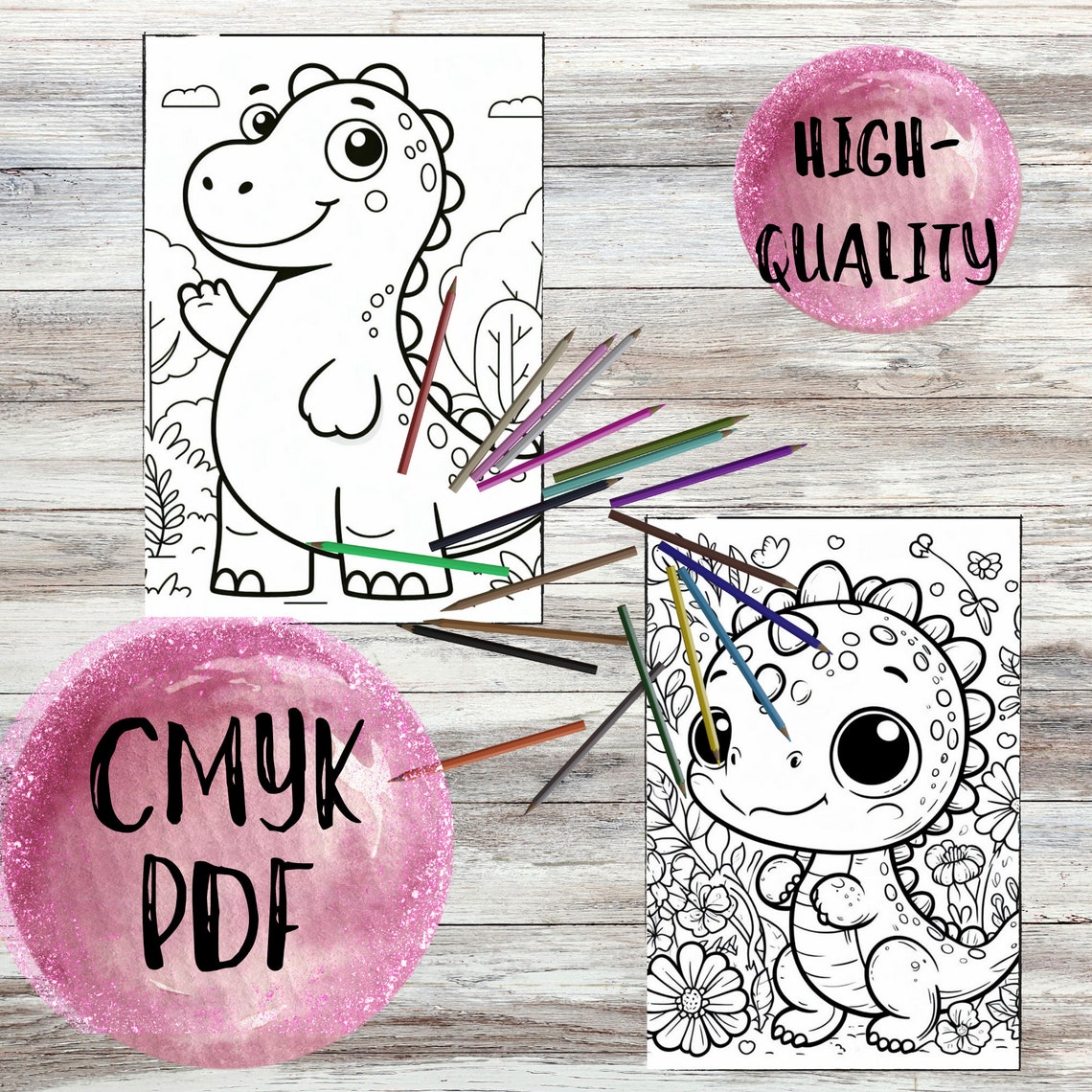 Cute Dinosaur Printable Kids Coloring Pages Collection of 12 Fun ...