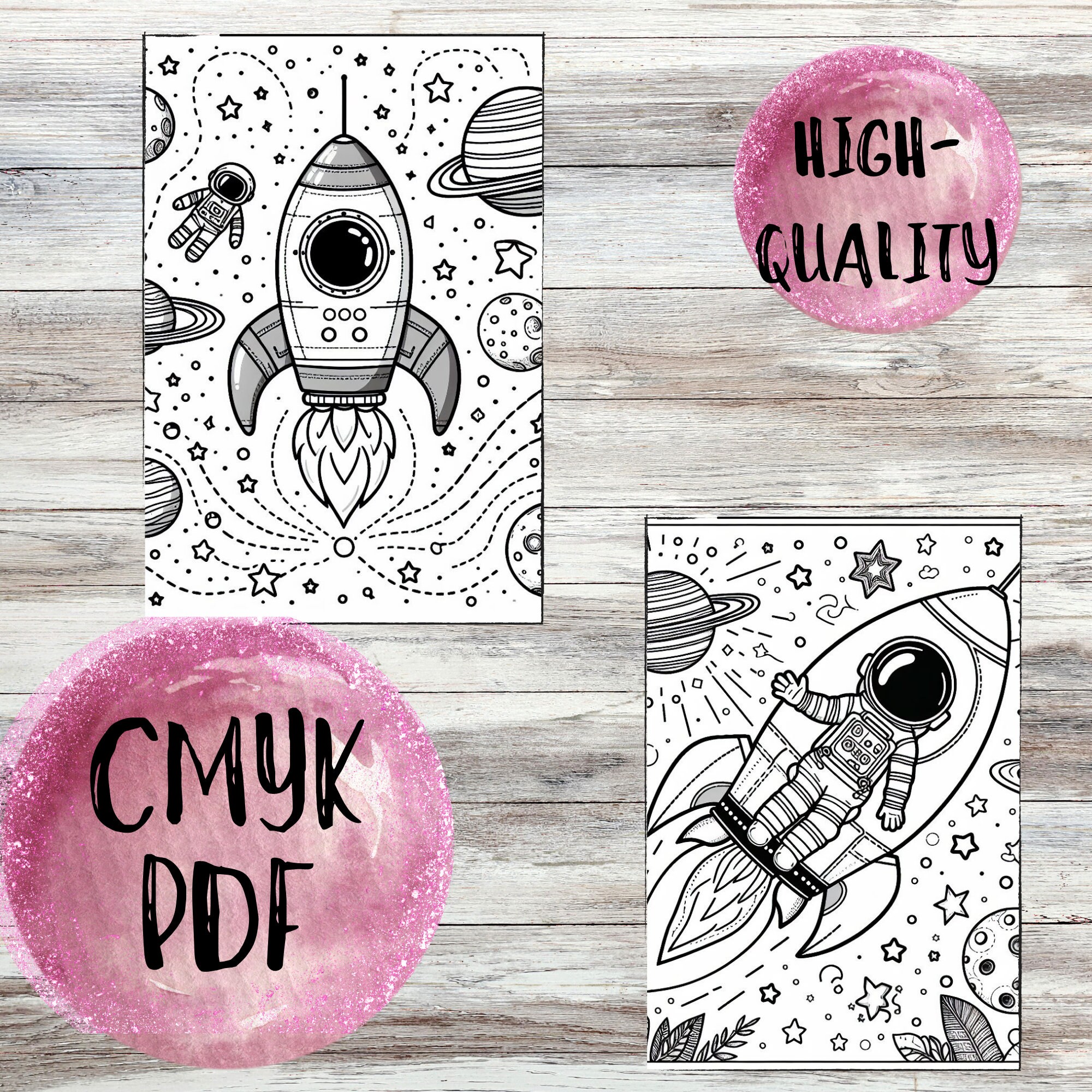 Astronaut Kids Coloring Page Printables Collection of 8 Space Adventure ...