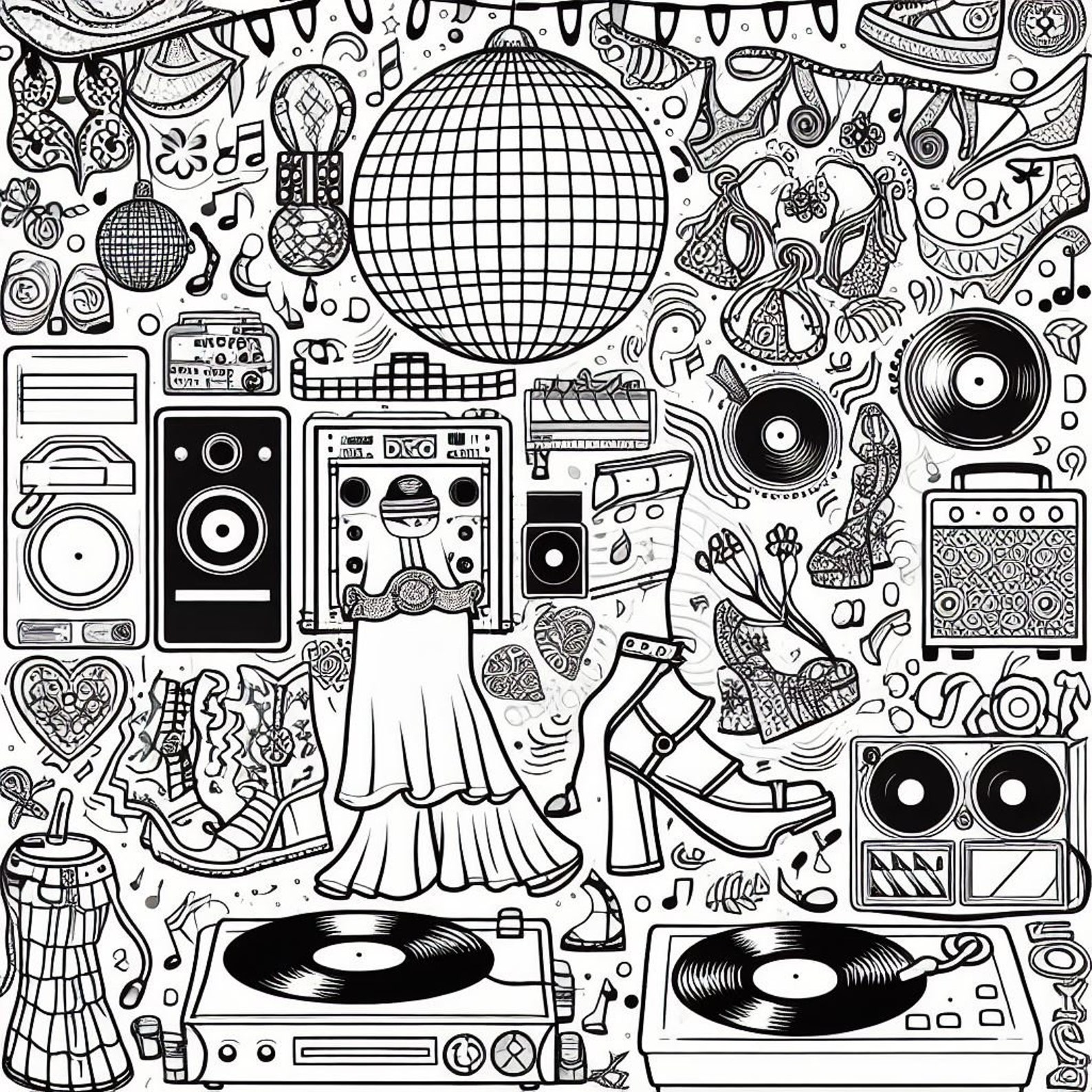 Groovy Disco Delights: 30 Retro Coloring Sheets for Fun and - Etsy