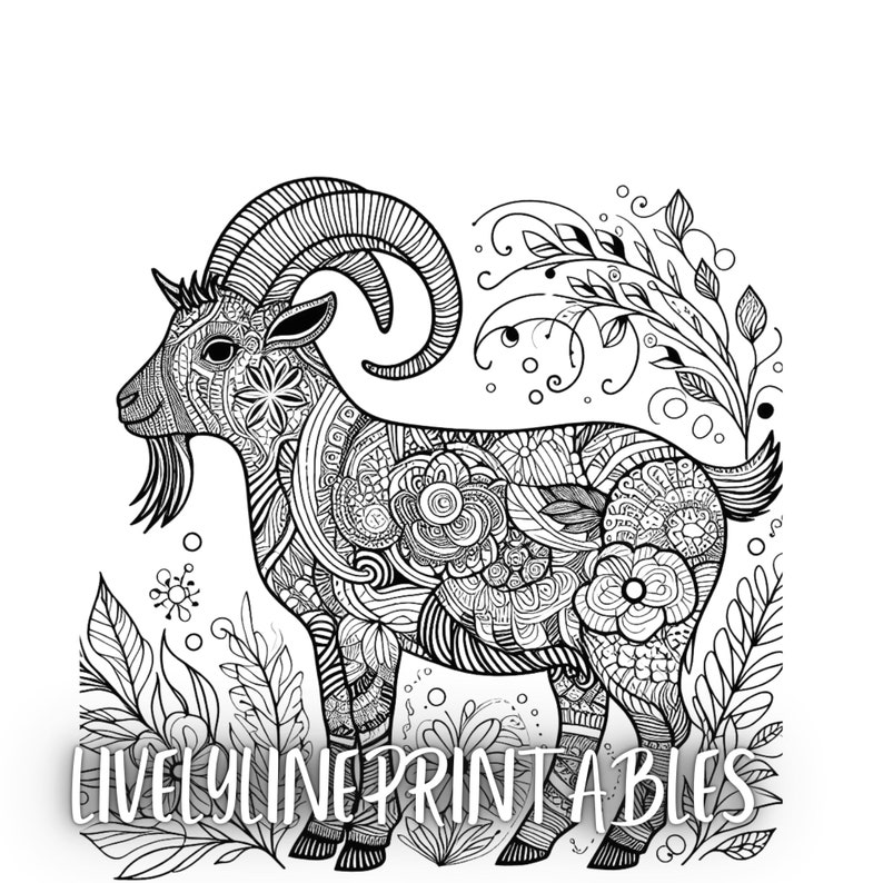 Goat Coloring Page Printables 12 Mandala Designs - Etsy