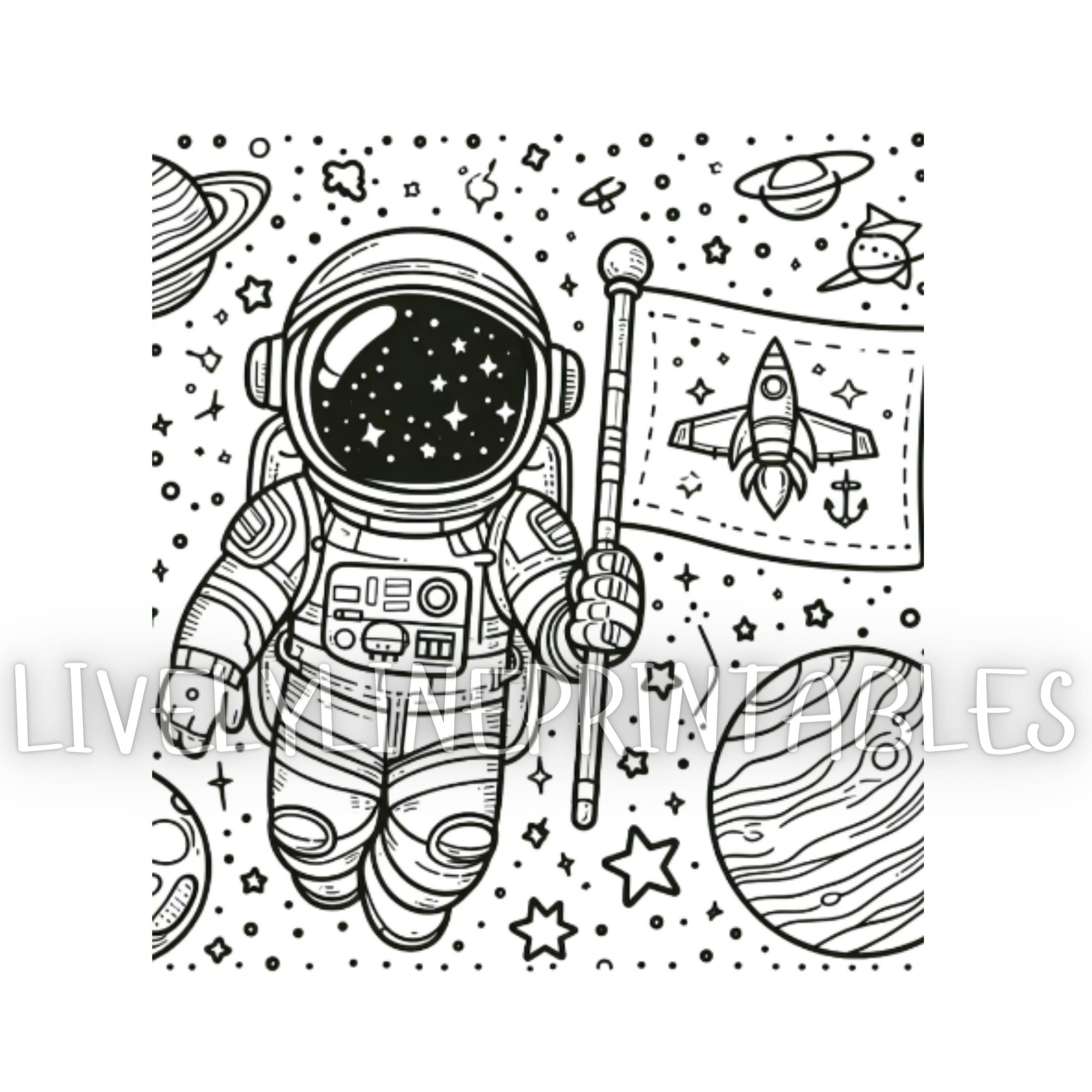 Astronaut Kids Coloring Page Printables Collection of 8 Space Adventure ...