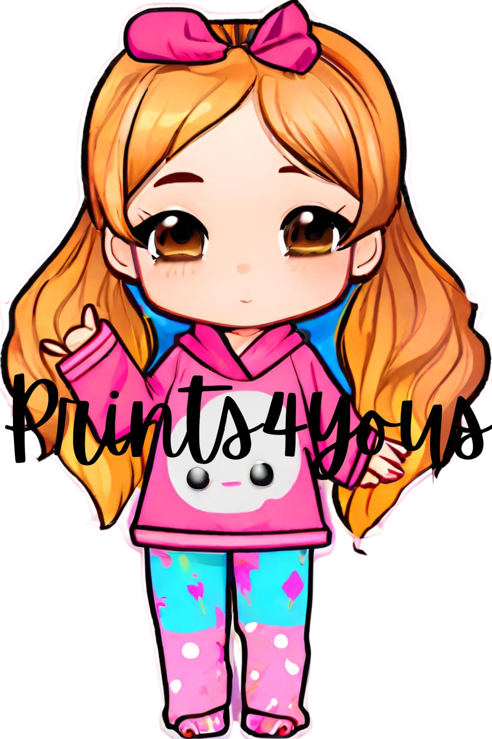 Cute Pajama Chibi Girl Dolls - 6 Unique Designs, Downloadable Image ...