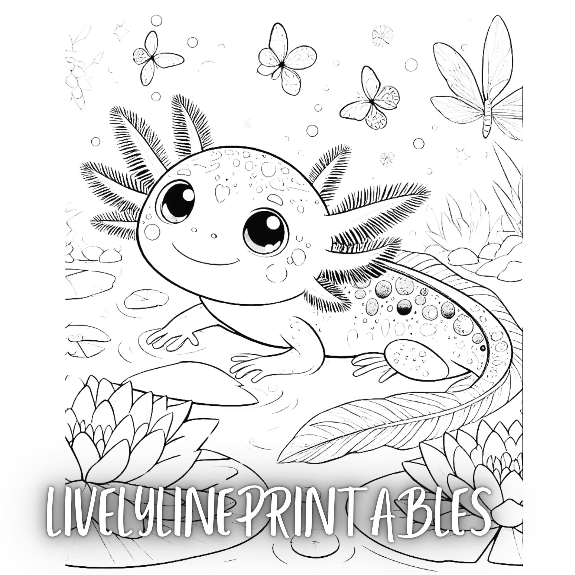 Axolotl Printable Coloring Pages - Collection of 8 Adorable Axolotls ...