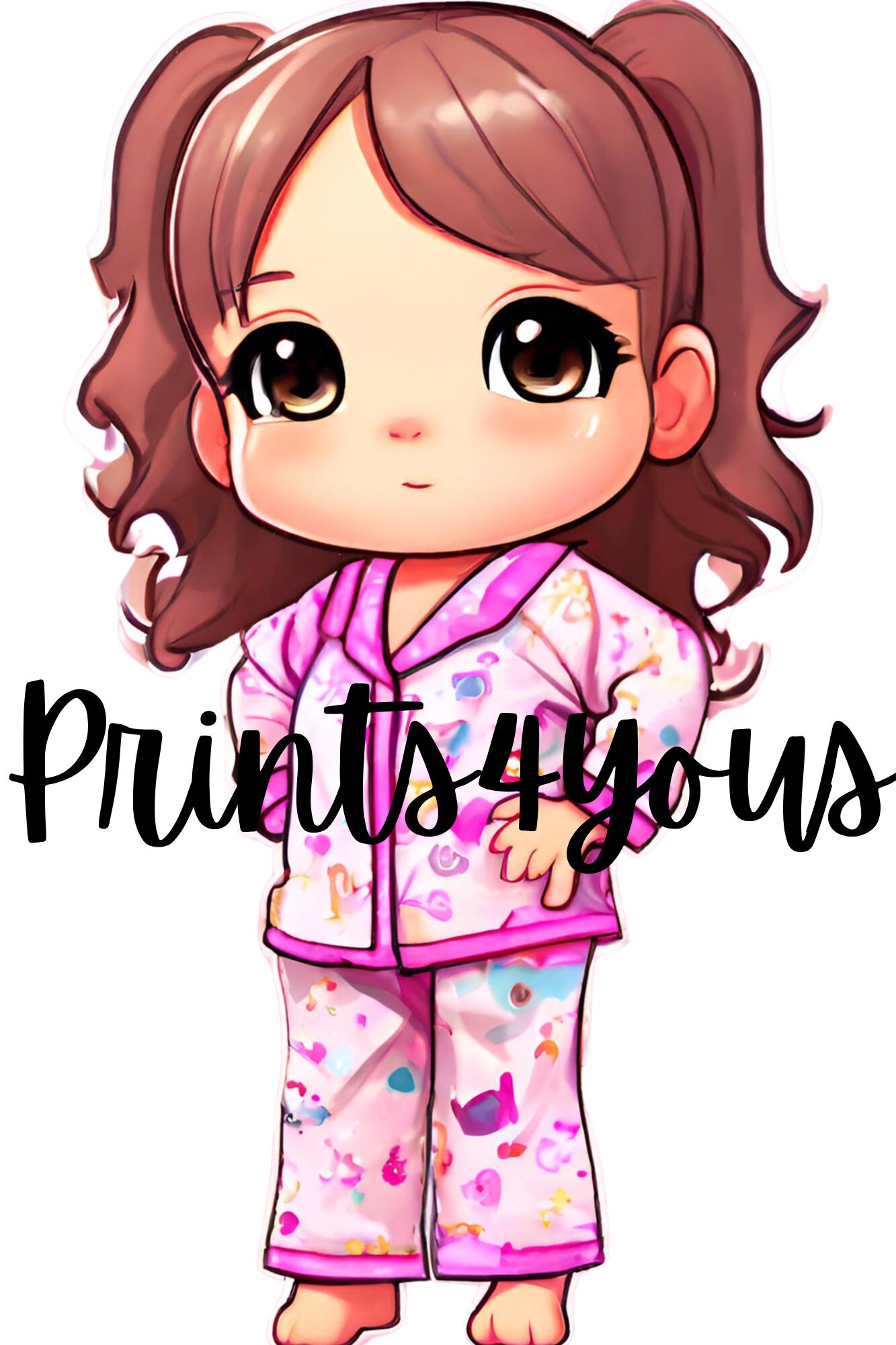 Cute Pajama Chibi Girl Dolls - 6 Unique Designs, Downloadable Image ...
