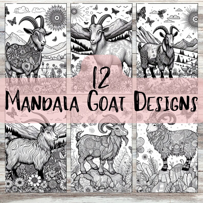 Goat Coloring Page Printables 12 Mandala Designs - Etsy