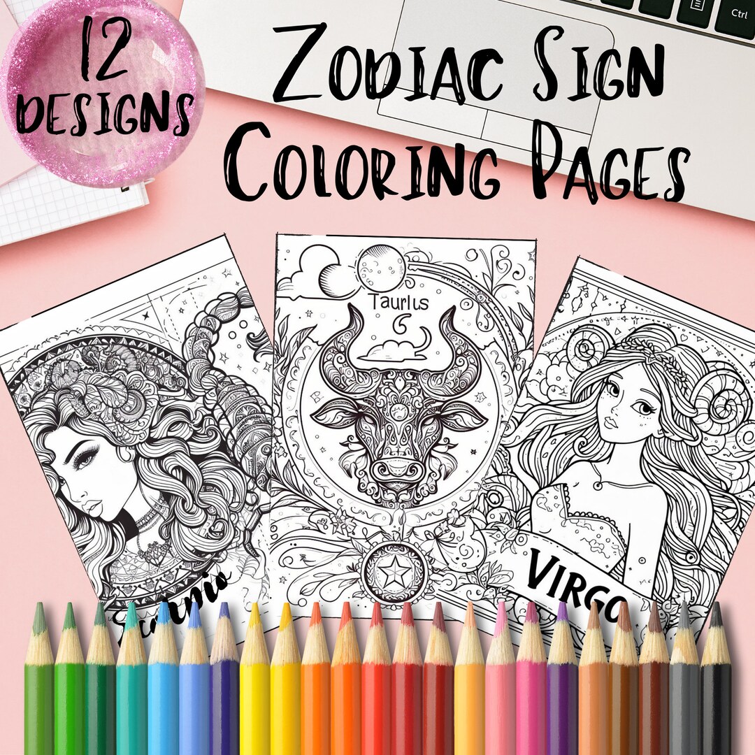Zodiac Wonders: Printable Coloring Pages - Collection of 12 Zodiac ...